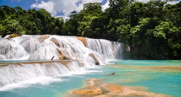 Air terjun Agua Azul wis garing