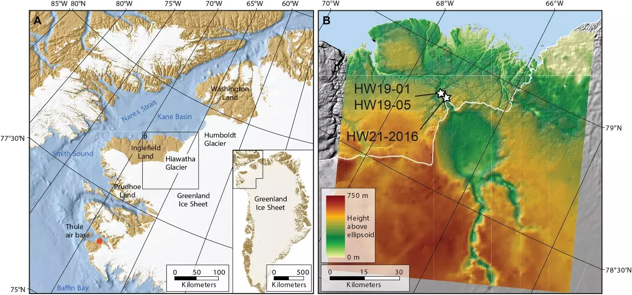 image of the Hiawatha impact crater in Greenland