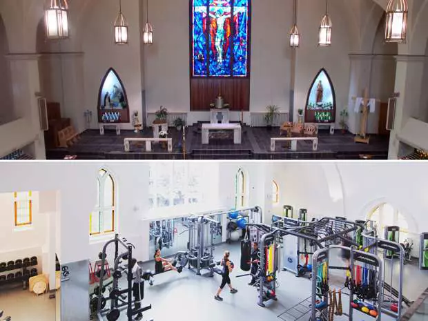 Gymnasium and theater in churches