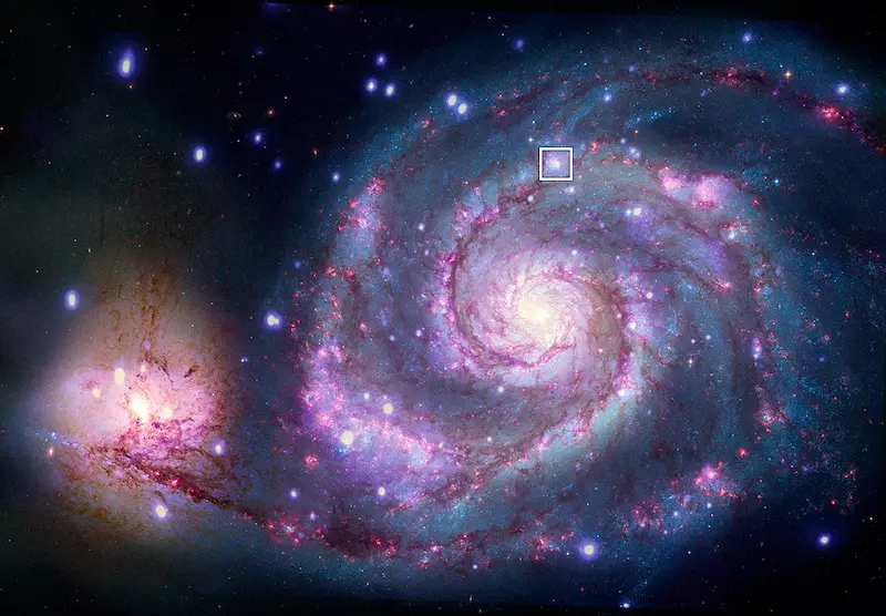 M51 ನಲ್ಲಿ ಸಂಭವನೀಯ ಗ್ರಹದ ಸ್ಥಳ