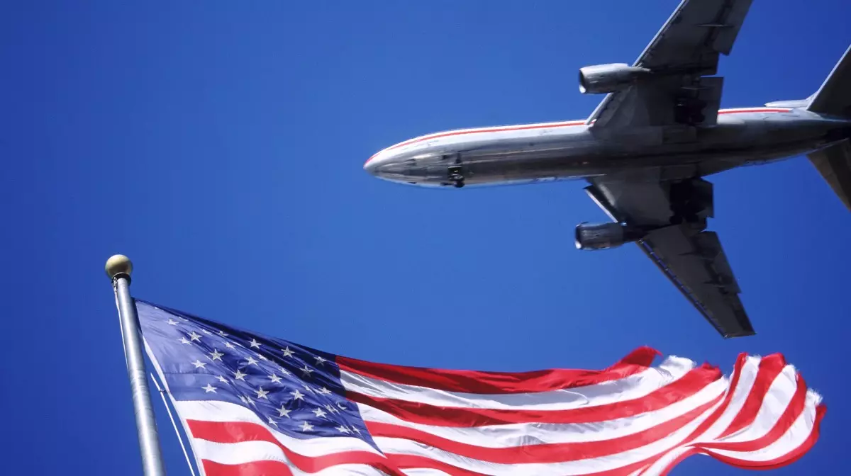 Plane arriving in the United States